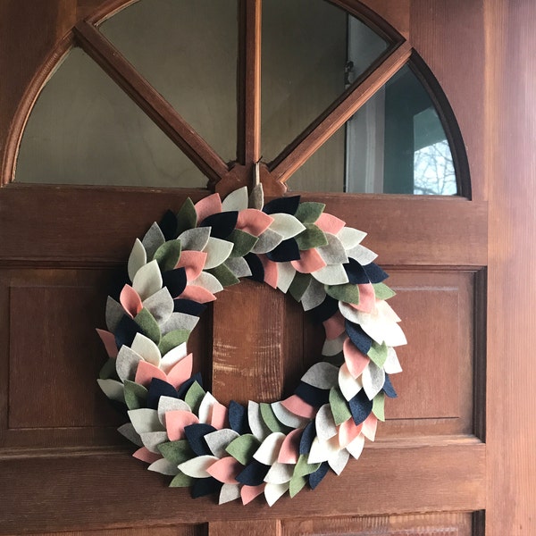 Spring Felt Leaf Wreath/easter Wreath/front Door Wreath for Spring ...