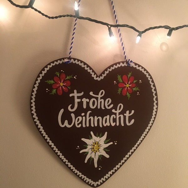 WILLKOMMEN SIGN, German Sign, Large 9-inch, Gingerbread Heart, Bavarian ...