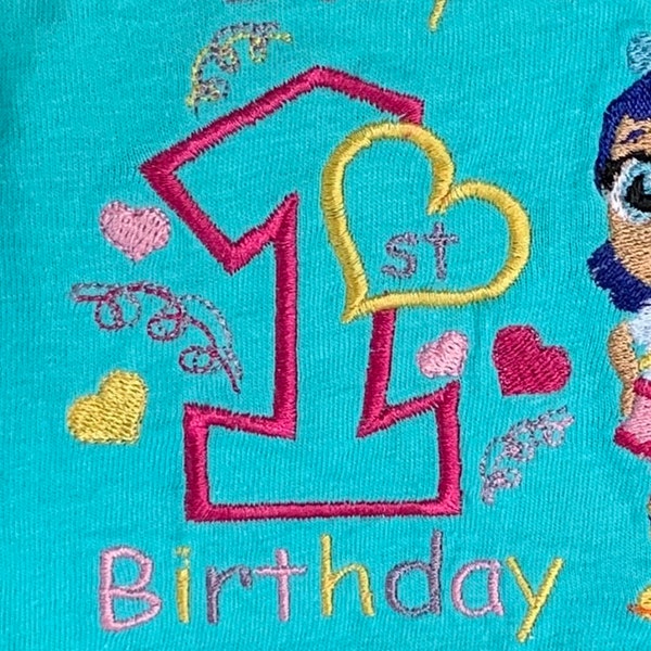 Birthday Embroidery Design - First Birthday Embroidery - Baby Girl ...