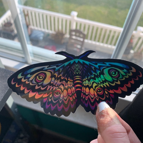 Holographic Moth - Psychedelic Sticker - Laptop Sticker - Car Sticker ...