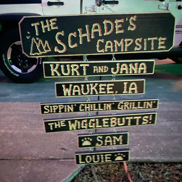 CAMPER, CAMPING,RV Campsite Personalized Carved Wood Sign Set. Hang It ...