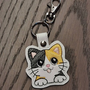 Kawaii Cat, Calico Cat, Key Fob, Key Chain, in the Hoop Design, Digital ...