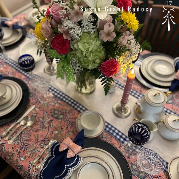 Pink and Red Floral Table Cloth, Home & Living Table Linens, Modern ...