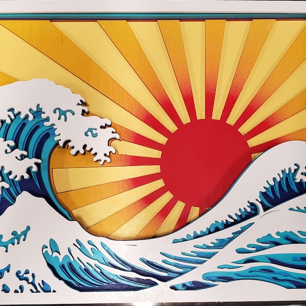 Great Wave Layered SVG, Cut File for Cricut, Glowforge, Laser. - Etsy