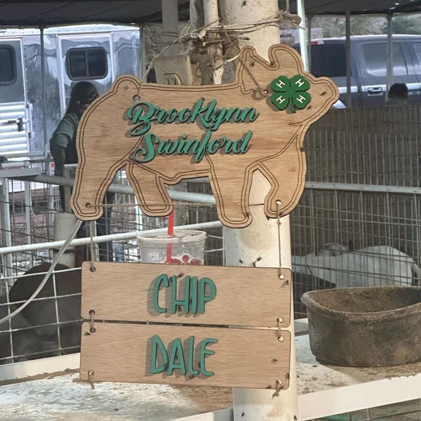 Show Pig Stall Sign With Hanging Name Plate, Wood Livestock Show Sign ...