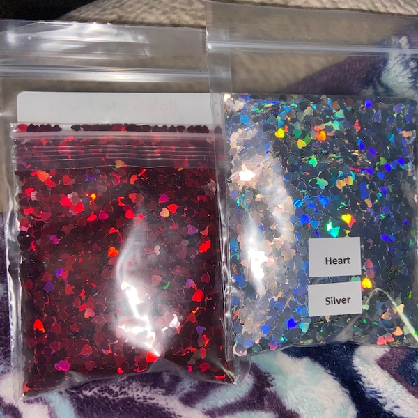 Red Holographic Heart Shaped Glitter - 3mm - Etsy