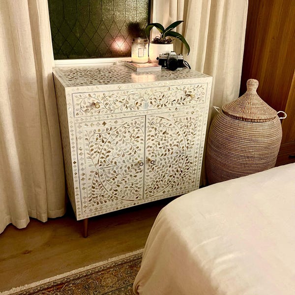 Bone Inlay Side Table Inlay End Table Bone Inlay Furniture Blue White ...