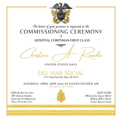 Gold Border Retirement Ceremony Invite Military Invitation PERSONALIZED ...