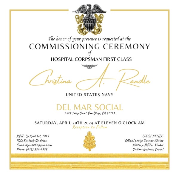Covers From Chief commissioning Ceremony Invite Military Invitation ...