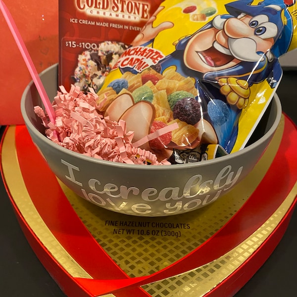 Personalized Valentine's Day Cereal Bowls Gift Set - "i Cerealsly Love ...