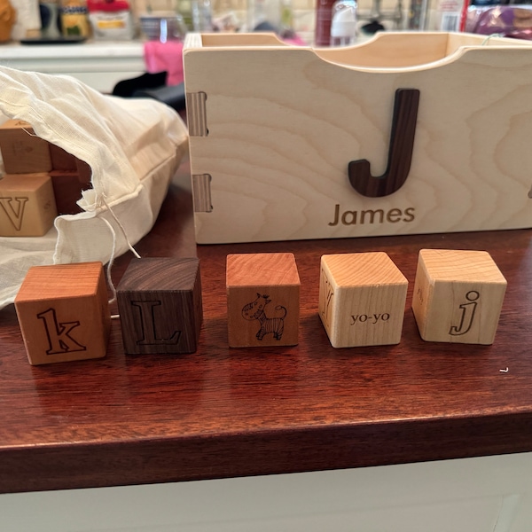 36-piece DELUXE ALPHABET NUMBER Block Set All Natural, Educational ...