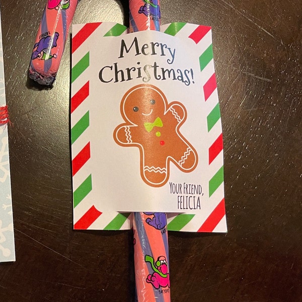 Candy Cane Christmas Favors Tag, Kids Classroom Editable Christmas ...