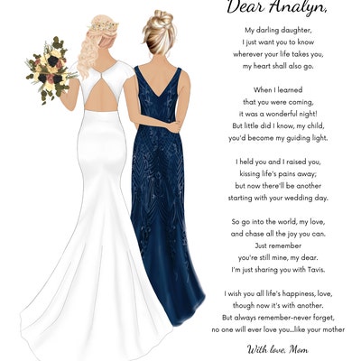 Mother of the Bride Poem to Daughter Mother of the Bride Gift ...