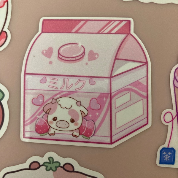 Cow Milk Carton Sticker Set, Kawaii Cow Milk Sticker, Cute Cow ...