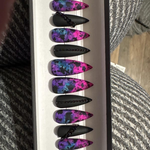Dark Purple Gothic Press on Nails | Custom Shape / Size Matte Black ...