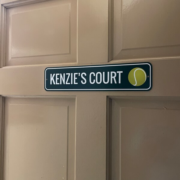 Tennis Court Sign, Personalized Tennis Player Kid Room Sign, Custom ...