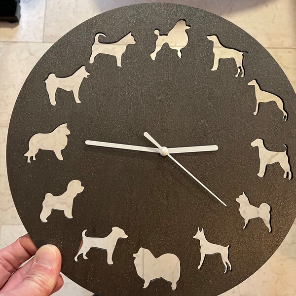 Wall Clock Dog Laser Cut Dxf Glowforge Svg Xtool D1 CNC Cutting Router ...