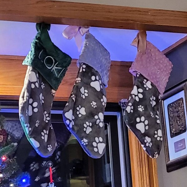 Paw Print Dog Stocking, Dog Christmas Stocking, Paw Print Christmas ...