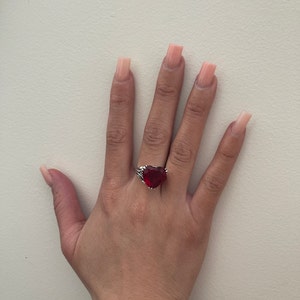 Ruby Ring/ Solid Sterling Silver/ Oval Simulated Red Ruby | Etsy