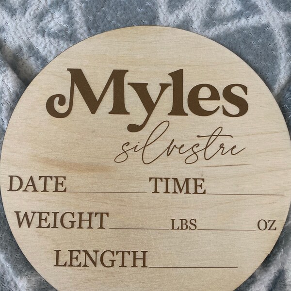Baby Birth Sign | Personalized Wood Birth Announcement Sign | Printed ...