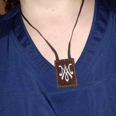 MANTLE OF MARY® Third Order Ceremonial Brown Scapulars Carmelite Crest ...