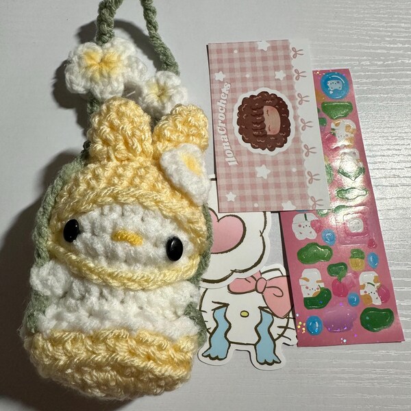 Cute Mini Crochet Bunny Plush Crochet Bunny Keychain Crochet Charm ...