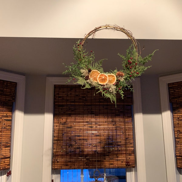 Holiday Natural Citrus Wreath, Moss Hoop Modern Simplistic Wreath ...