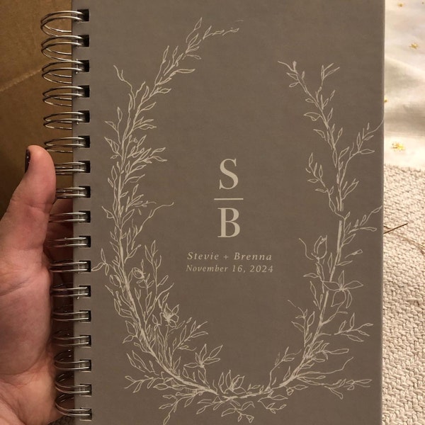 Floral Wedding Planner Book / Beige Custom Wedding Planner / Real Gold ...