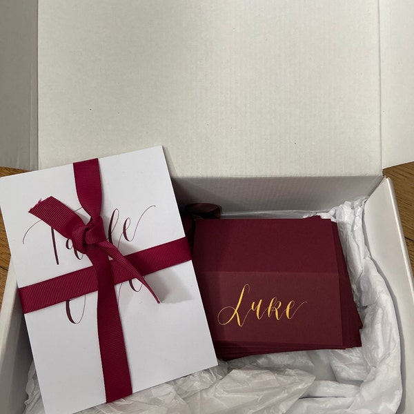 Set of 20 Calligraphy Name Tags - Simple Black and White Personalised ...