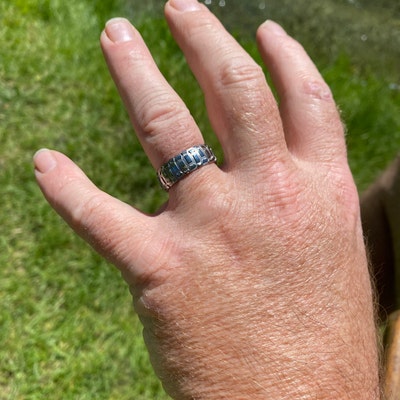 Black Zirconium Retro Rocker Pattern Custom Made Band - Etsy