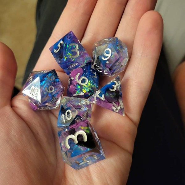 Cosmic Starlight DND Dice , Galaxy Space Sharp Edge Dice Set,blue ...