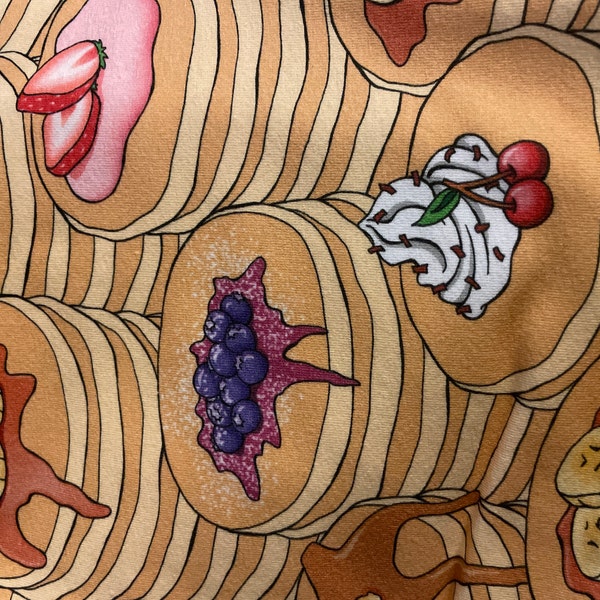 Pancake Breakfast Fabric - Flapjack Stack by Pattysloniger- Hotcake Breakfast Kawaii Hipster ...