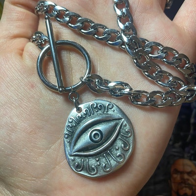 Evil Eye Chunky Chain Layered Necklace, Gold Chain Necklace, Silver ...