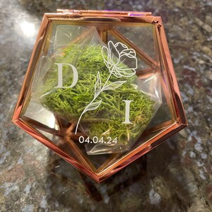 Geometric Glass Ring Box With Moss Rose Gold or Gold Personalized Ring ...