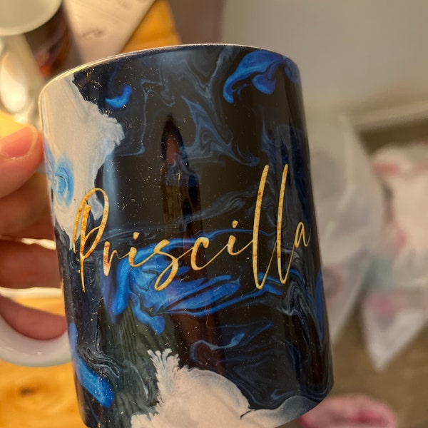Personalized Marble Mug, Custom Name Marble Mug, Marble Look Mug ...