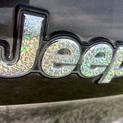 Holographic Sequins Jeep Emblem Sticker Decal, Wrangler JK, TJ, JL ...