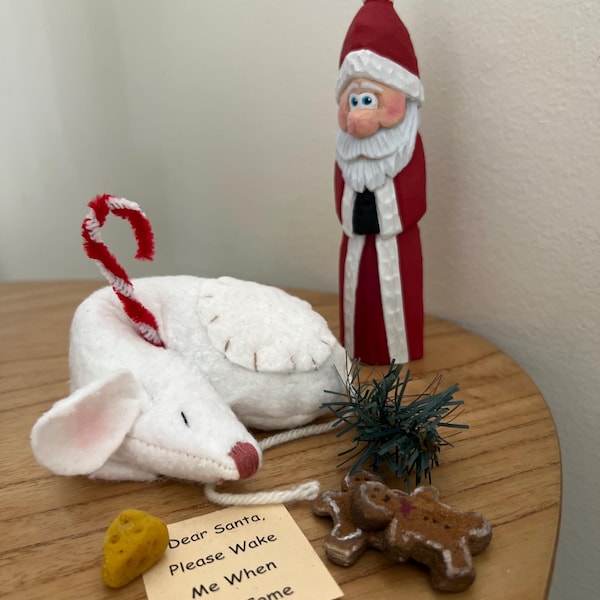 Primitive Country Sleeping Christmas Mouse With Letter to Santa With ...