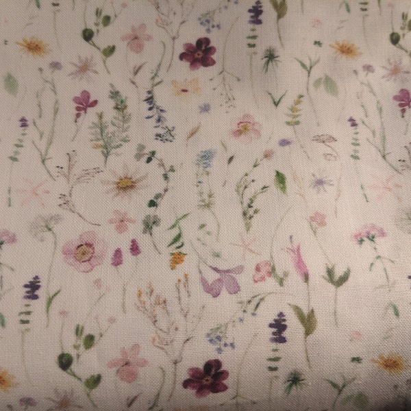 Summer Wildflower Floral Fabric by the Yard. Quilting Cotton, Organic ...