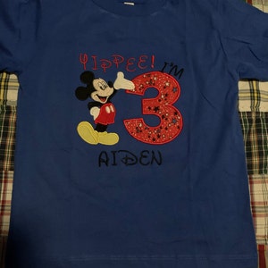 Mickey Mouse Yippee I'm Three Personalized Birthday Shirt - Etsy