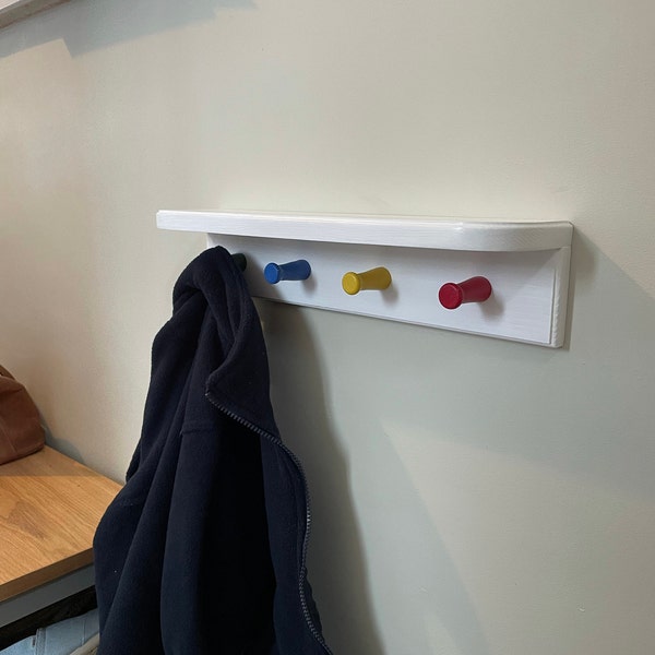 Solid Oak Coat Hook With 5 Pegs and Two Tone Finish/ Handmade in UK. - Etsy