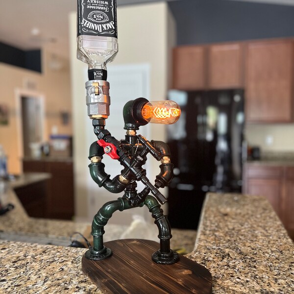 Pipeman Desk Lamp, Robot Lamp, Home Decor, Gift for Him, Edison ...