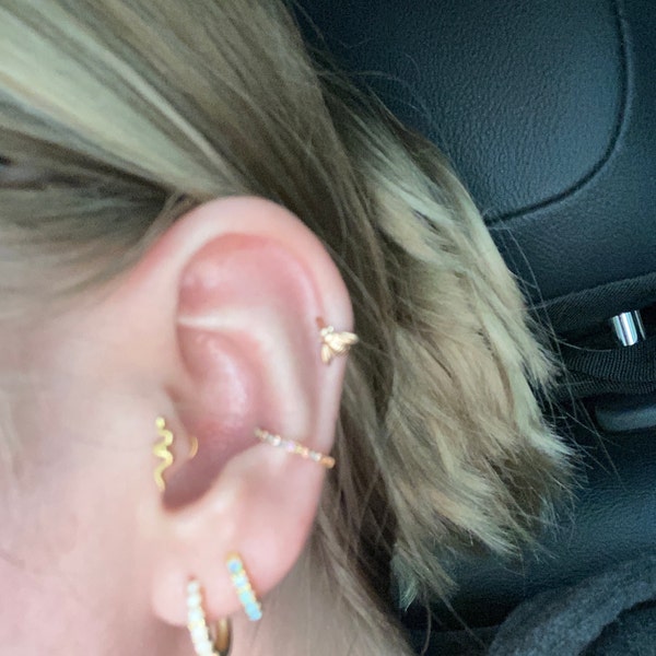 Bee Cartilage Ring, Gold Filled Cartilage Hoop, Small Cartilage Hoop ...