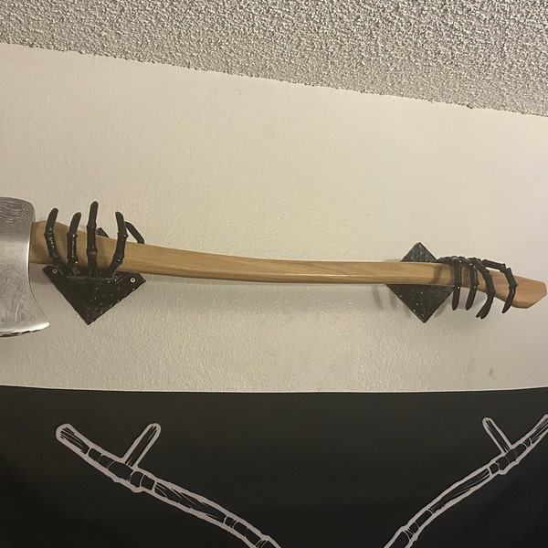 Skeleton Hands Axe Wall Mount: Handmade Iron Axe Holder - Etsy