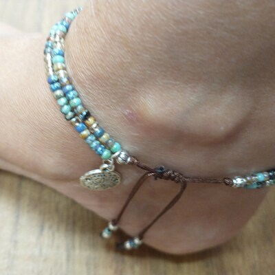 Women's Boho Beach Ankle Bracelet, Multi Colored Beaded Anklet ...