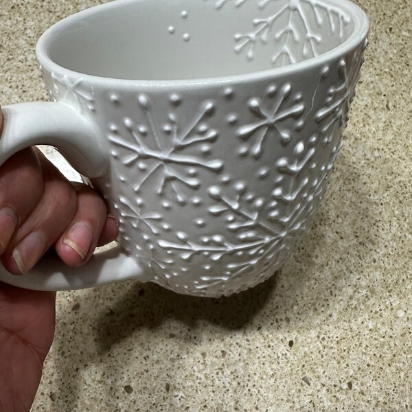 Hand Painted Snowflake Mug: Oversized Winter Coffee Mug, Xmas Gift - Etsy
