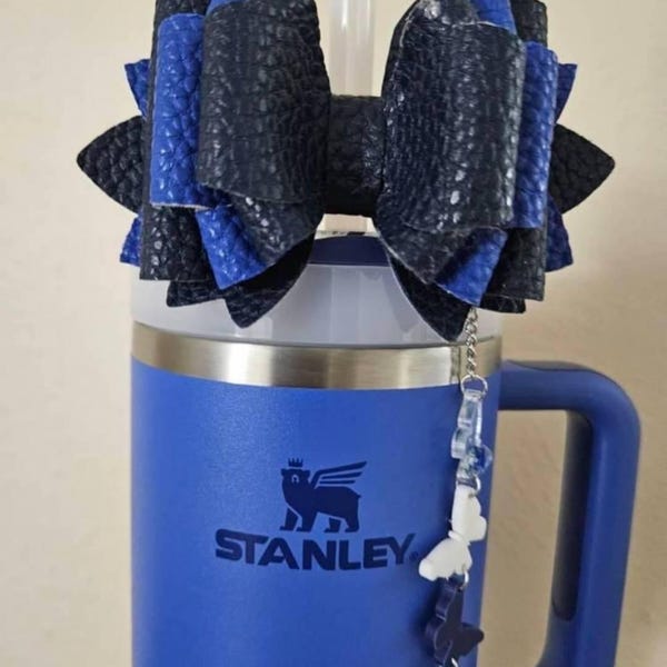 Stanley Tumbler Bow Iridescent Pink Light Pink Glitter Straw Topper ...