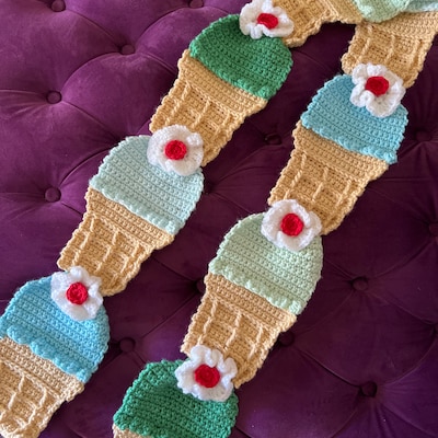 Ice Cream Cone Scarf Crochet Pattern PDF - Etsy