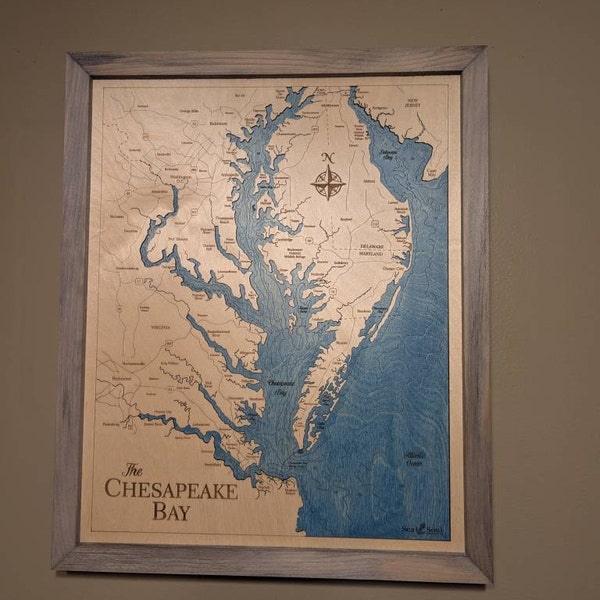 Sea & Soul Chesapeake Bay Nautical Map Wall Decor, Coastal Decor Wall ...