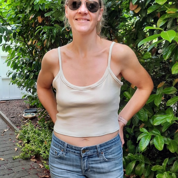 Sommar Camisole PDF Sewing Pattern With Built in Bralette. Low Support, Thin Straps, Cropped or ...