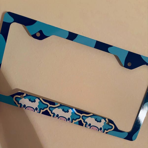 Cute Strawberry Cow Black License Plate Frame - Etsy